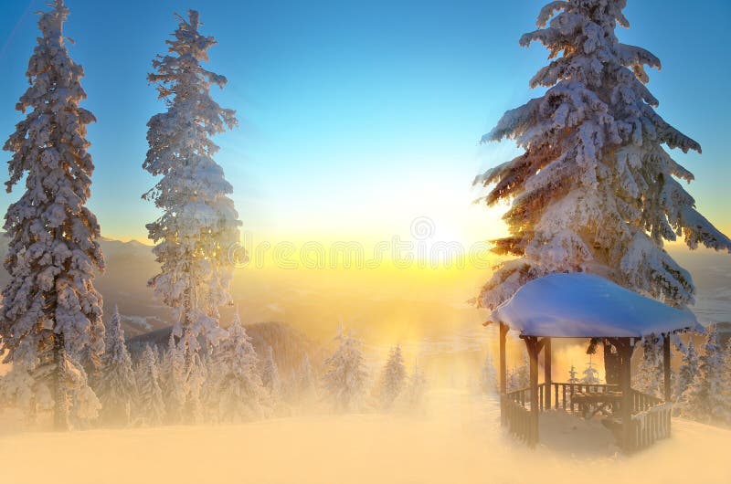 Winter postcard stock photo. Image of hill, cold, panoramic - 58445170