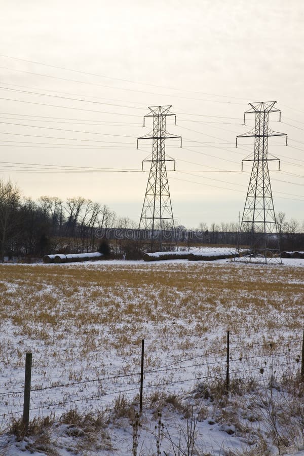 Winter on the Power Grid stock image. Image of forest - 5624095