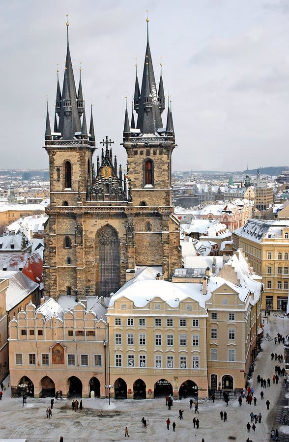 Winter Prague stock image. Image of atmosphere, house, overcast - 459975