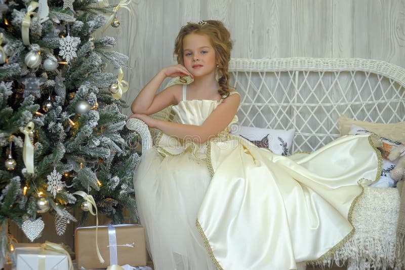 Winter Princess at the Christmas Tree Stock Photo - Image of lady ...