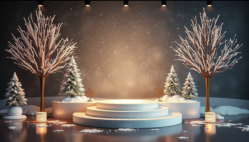 Winter Product Display Podium Stock Illustration - Illustration of ...