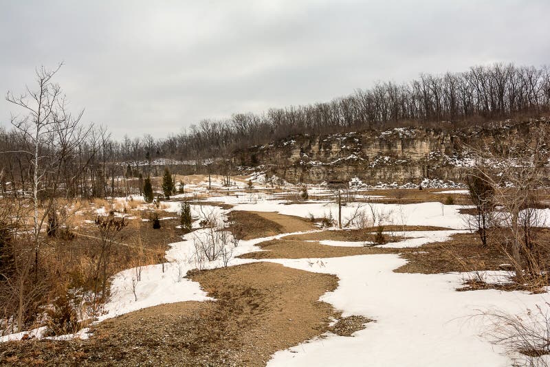 Winter at a Quarry stock image. Image of snowfall, cliff - 36797029