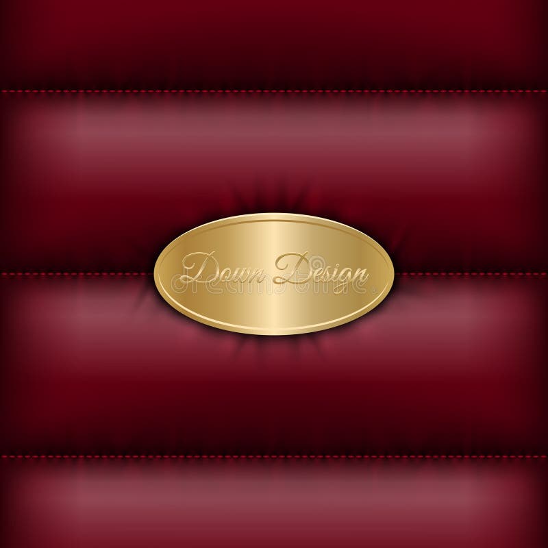 Winter Quilted Down Jacket Dark Red Background with Golden Oval Shield ...