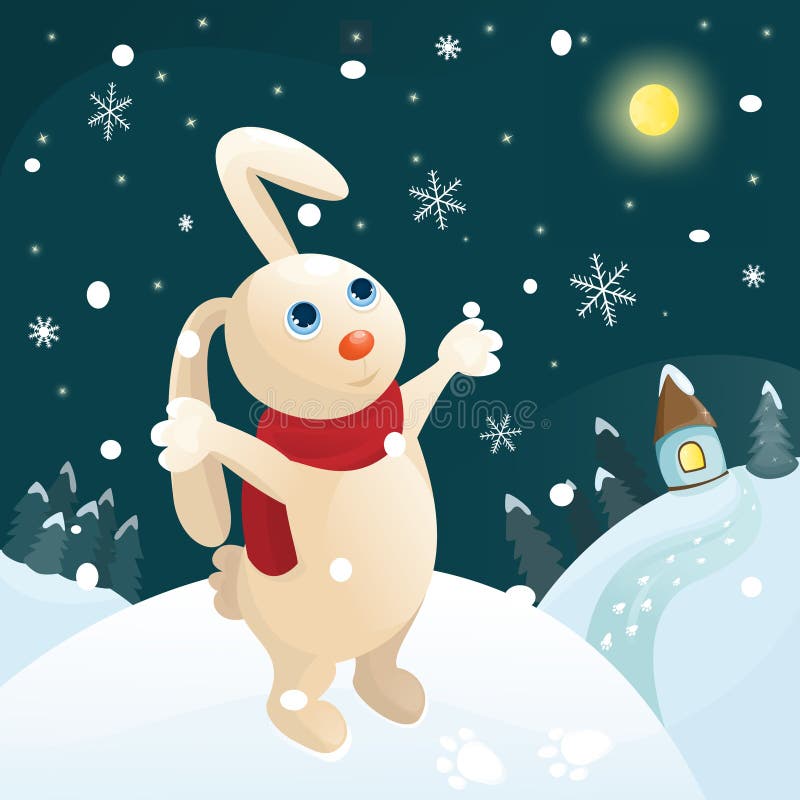 Winter rabbit stock vector. Illustration of path, outdoors - 17201082