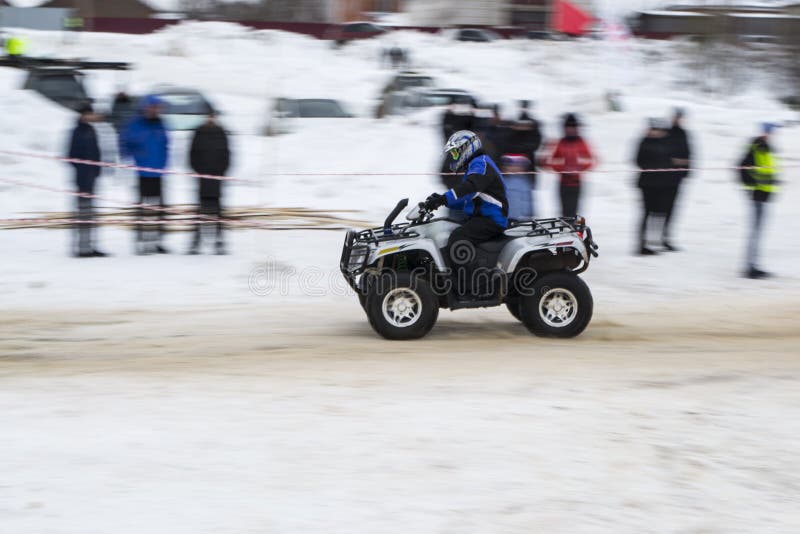 Winter racing ATV stock image. Image of four, recreational - 87122103