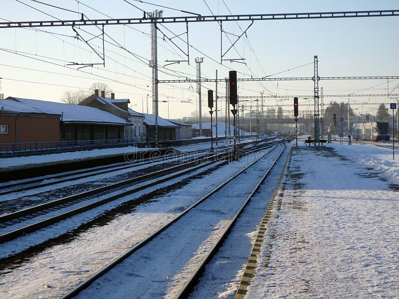 Winter Railway Tracks, stock photo. Image of path, tracks - 84512746