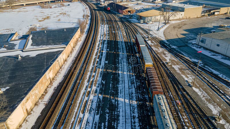 Winter Railyard with Snow during the Day Stock Photo - Image of mode ...