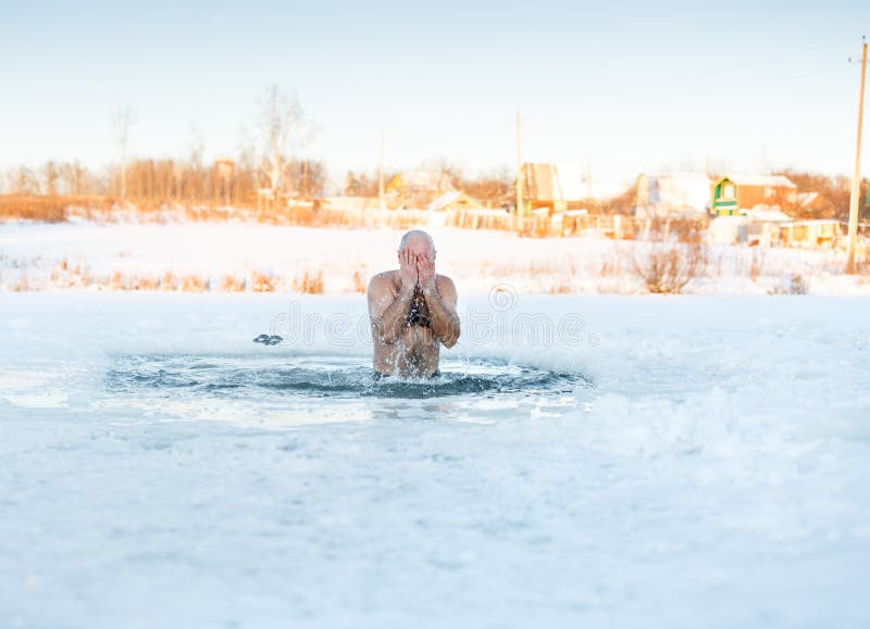 Winter Recreation - Swimming in Ice-hole Stock Photo - Image of healthy ...