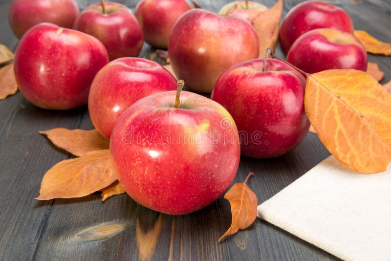 Winter Red Apples on a Wooden Table Stock Image - Image of sweet, full ...