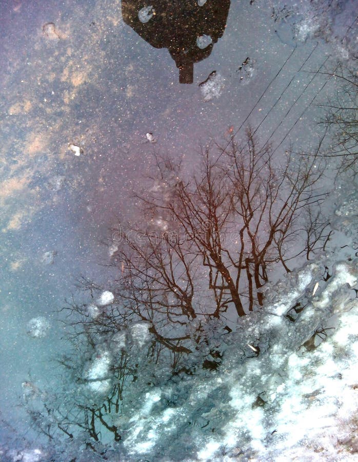 Winter Reflections in Water Stock Image - Image of abstract, background ...
