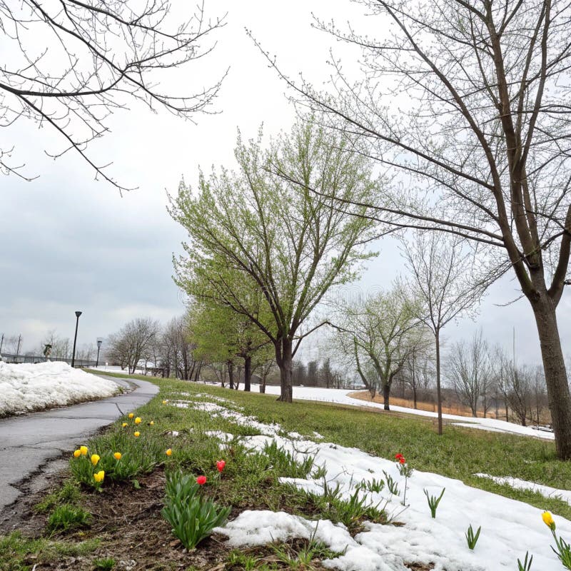 Winter Replaced by Spring - Coming of Spring Stock Illustration ...