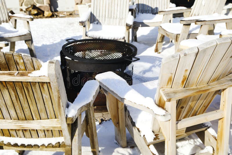 Winter rest area near fire stock photo. Image of cottage - 103143562