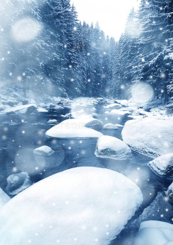 Winter river stock image. Image of deep, bush, flurry - 16595931