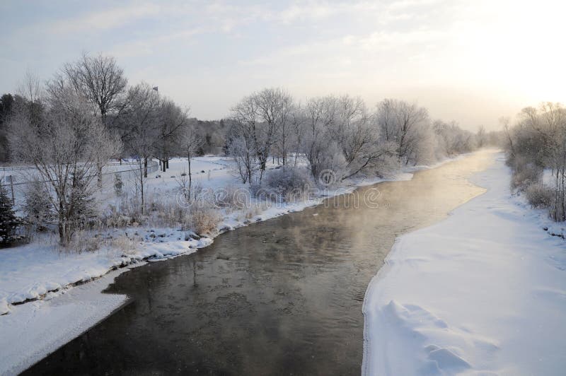 Winter river stock photo. Image of wood, ontario, nature - 46490290