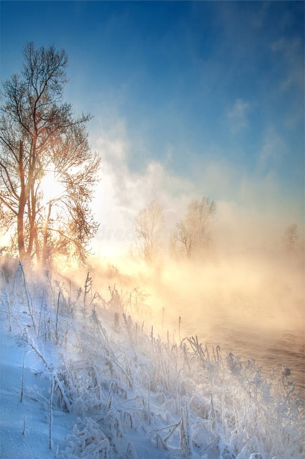 Winter River. Ice and Fog. Winter River. Stock Photo - Image of cold ...