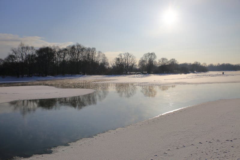 Winter river landscape. stock image. Image of beauty - 83001759