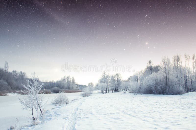 Winter river at night. stock photo. Image of scenery - 38391726