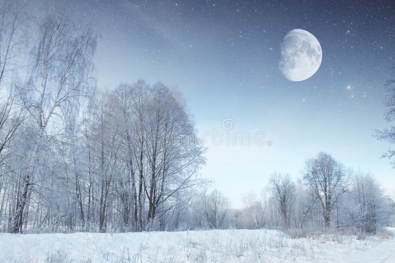 Winter river at night. stock image. Image of landscape - 38391909