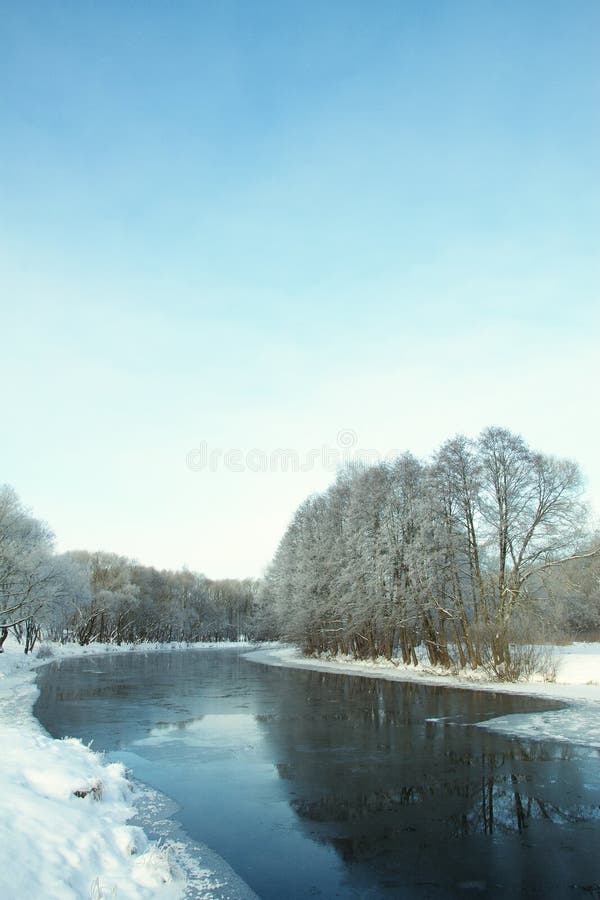 Winter river at night. stock image. Image of highway - 38392377