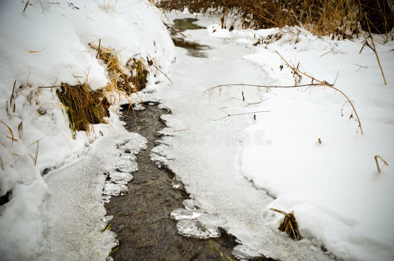 Winter River with Snow and Ice Stock Photo - Image of cold, fresh: 86914680
