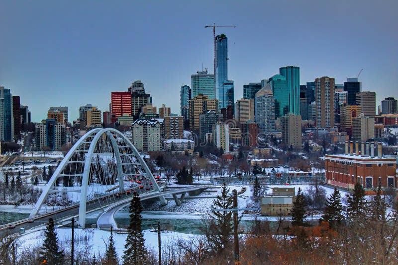 Panoramic Edmonton River Valley Skyline Stock Photo - Image of bench ...