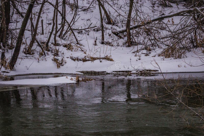 Winter river in the wild stock image. Image of river - 308826421