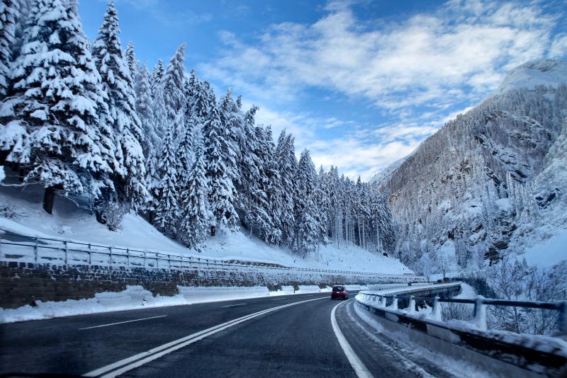 Winter road stock image. Image of nature, trip, dangerous - 12126069