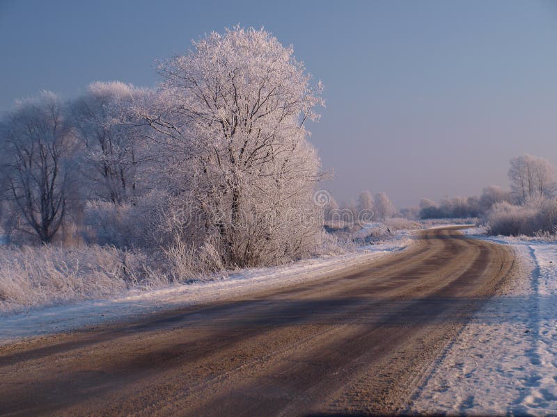 Winter road stock image. Image of lane, effect, country - 20108557
