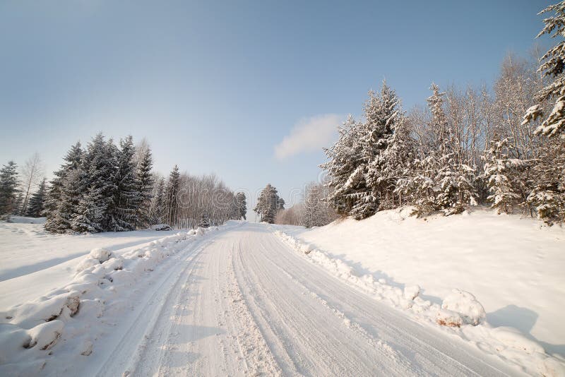 Winter road. stock image. Image of frosty, rural, lane - 23073633