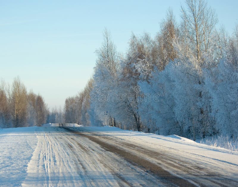 Winter road.. stock image. Image of road, snow, trees - 5274429