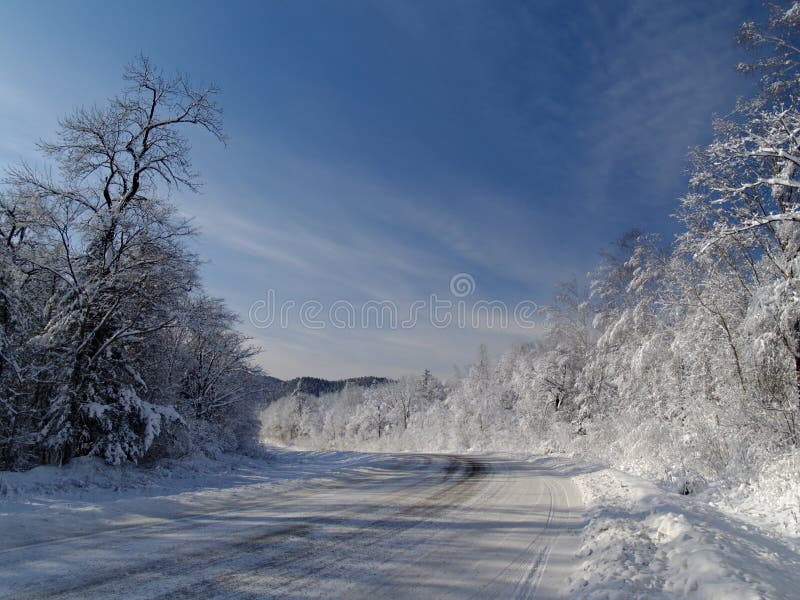 Winter road stock photo. Image of frost, road, winter - 7408828