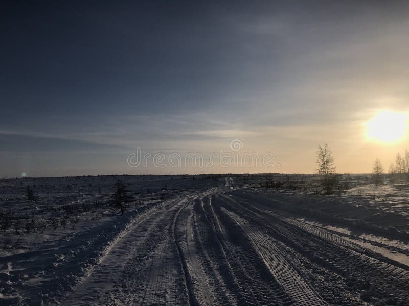 Winter road in arctic stock photo. Image of winter, landscape - 112824046