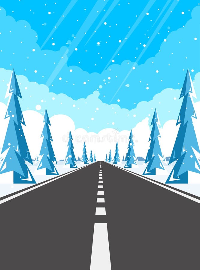 Winter road 1 stock vector. Illustration of christmas - 261058258