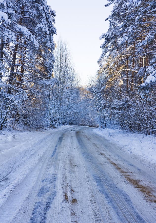 Road in Winter Snow Scene stock image. Image of river - 17644857