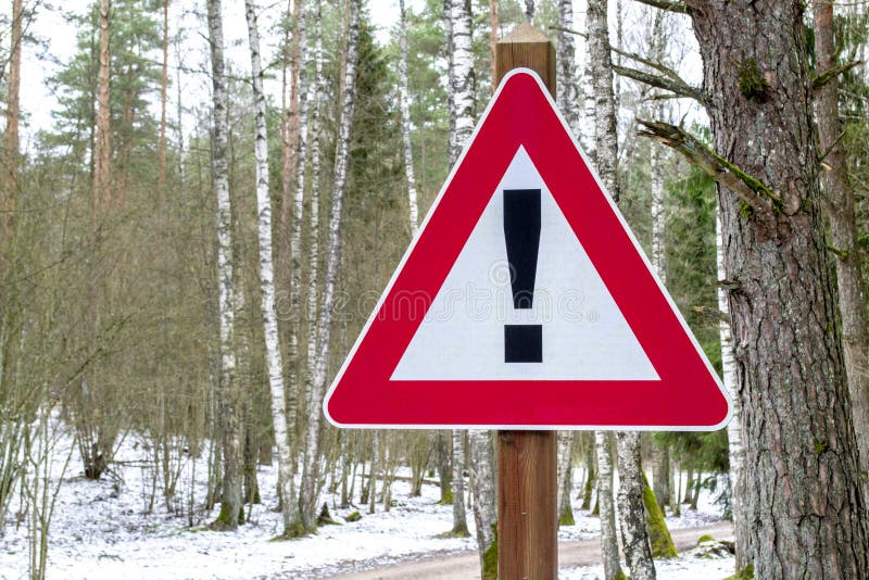 Road Sign Triangular Shape with Exclamation Mark. Red Attention Traffic ...