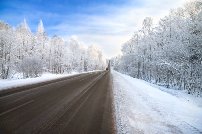 Winter Road Highway Traffic Stock Photo - Image of cloud, idyllic: 45519042