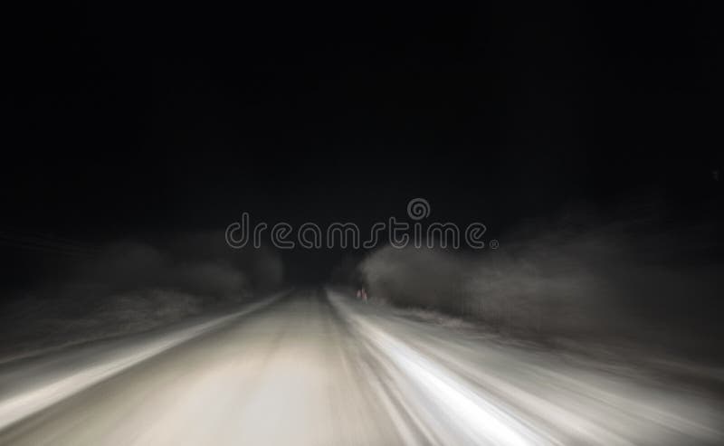 Winter road at night stock image. Image of covered, journey - 49078887