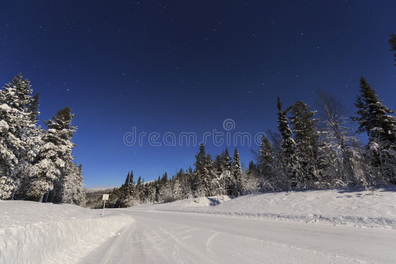 Winter road by night stock image. Image of highway, empty - 103618893