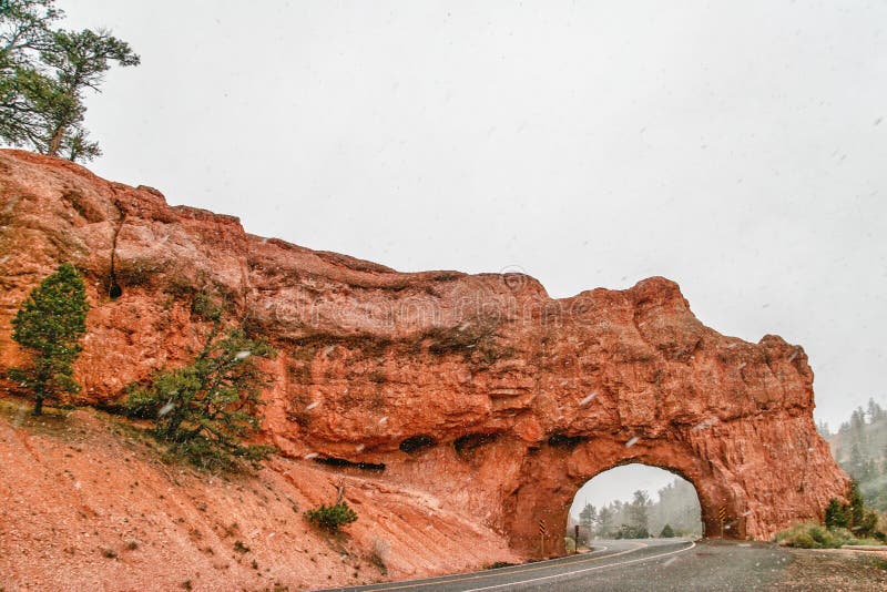 Winter on the Road in Red Rock Canyon. Stock Photo - Image of cloud ...