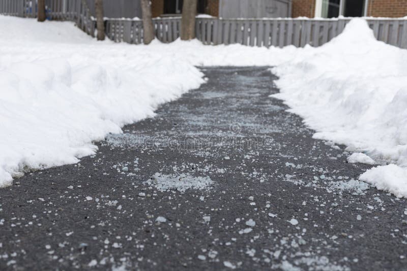 Winter Road with Salt for Melting Snow Stock Image - Image of outdoor ...