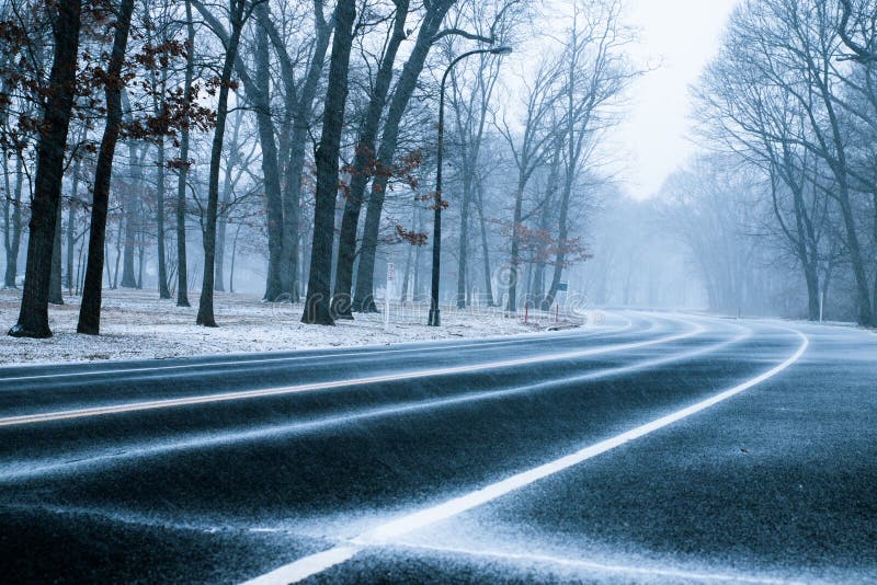 Winter Road Snowy Day stock photo. Image of nature, blizzard - 171728418