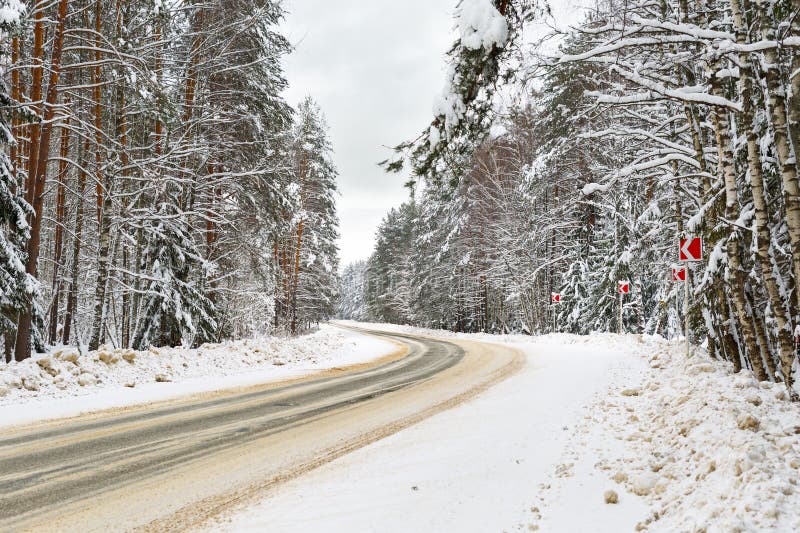 Winter Road in Snowy Forest Stock Image - Image of snowy, country: 50071607