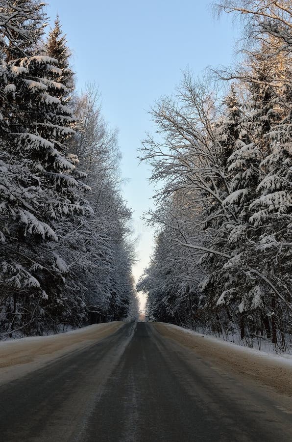 Winter. the Road Stretches into the Distance Stock Photo - Image of ...