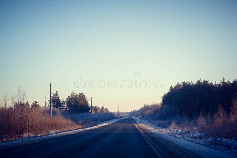 Winter road stock image. Image of cold, highway, driving - 84642953