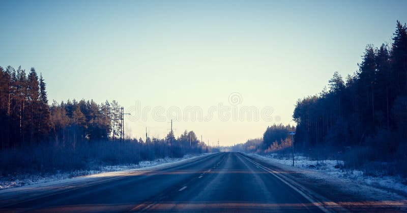 Winter road stock photo. Image of highway, forecast, cold - 84653990