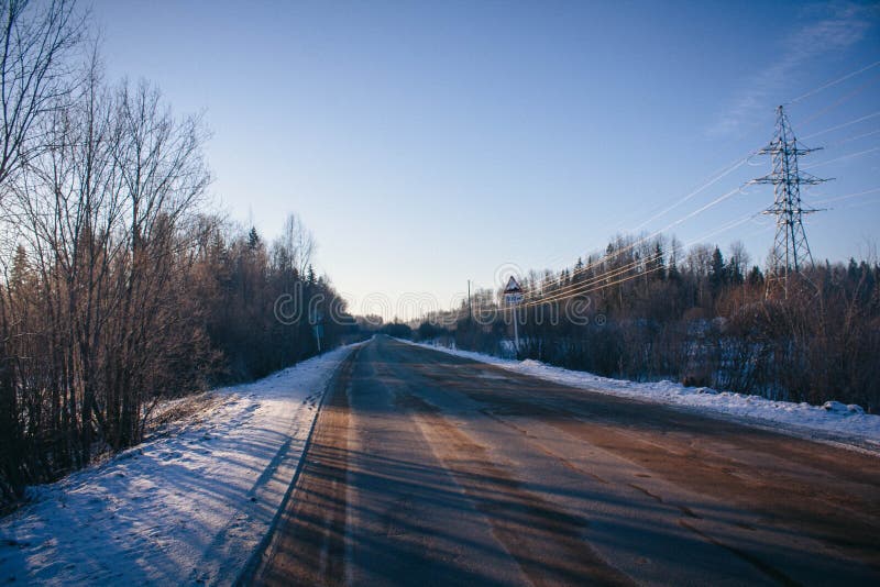 Winter road stock image. Image of cold, grain, rain, news - 84654019