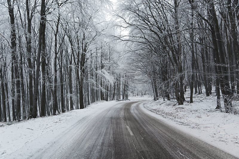 Winter Road Turns stock image. Image of mountain, driving - 83843805