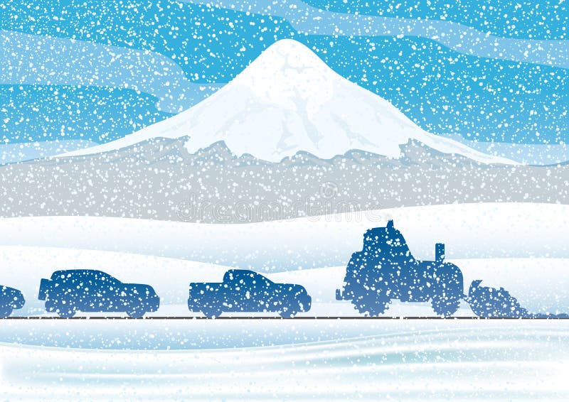 Winter road. stock vector. Illustration of decoration - 46863171