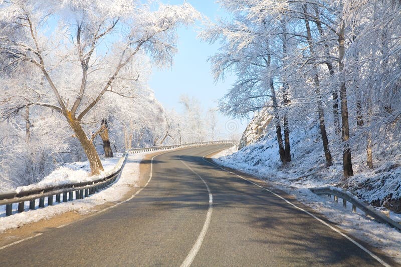 Winding winter road stock photo. Image of journey, frozen - 41961104