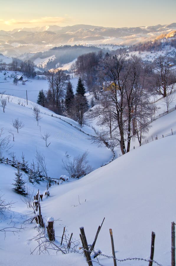 Winter in romania stock photo. Image of trees, village - 24122916